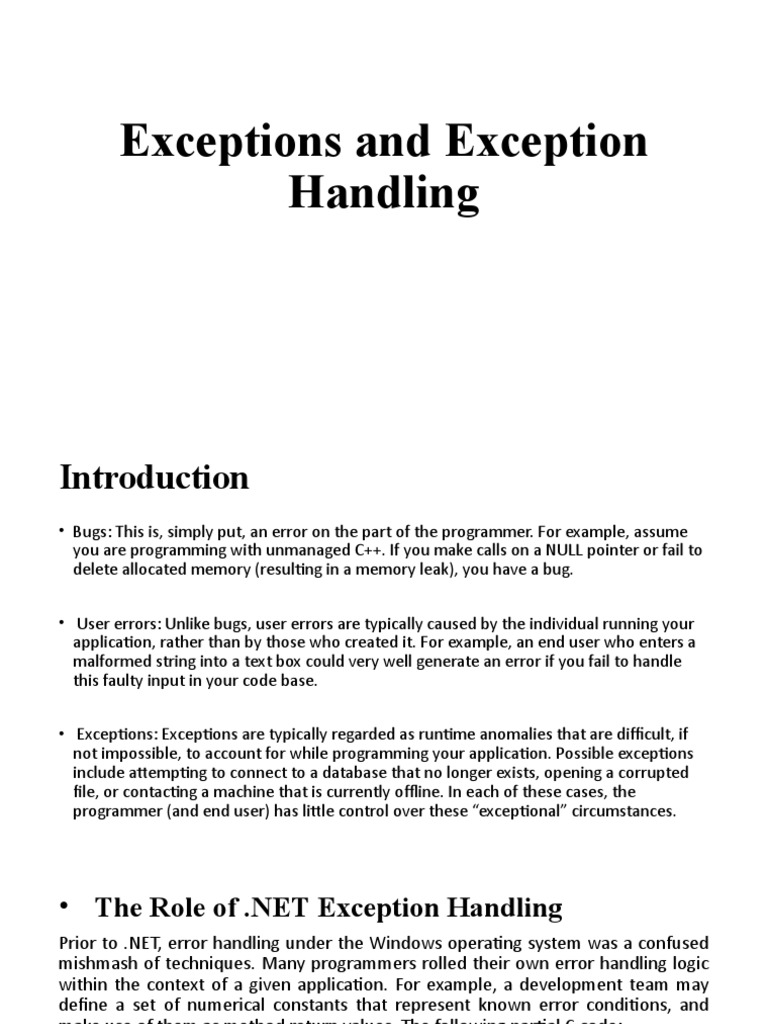 Exception Pdf Component Object Model C Sharp Programming Language