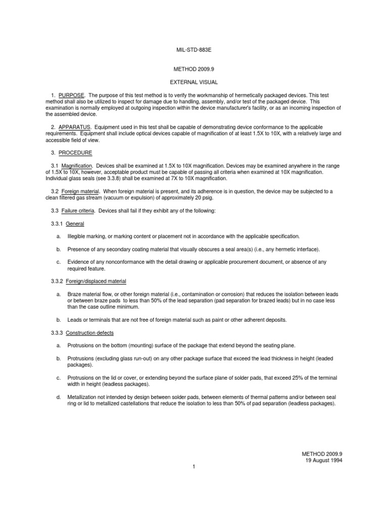 MIL-STD-883E Method 2009 | PDF