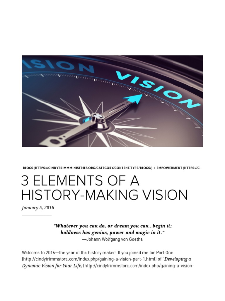 3 Elements of A History-Making Vision - Cindy Trimm Ministries ...