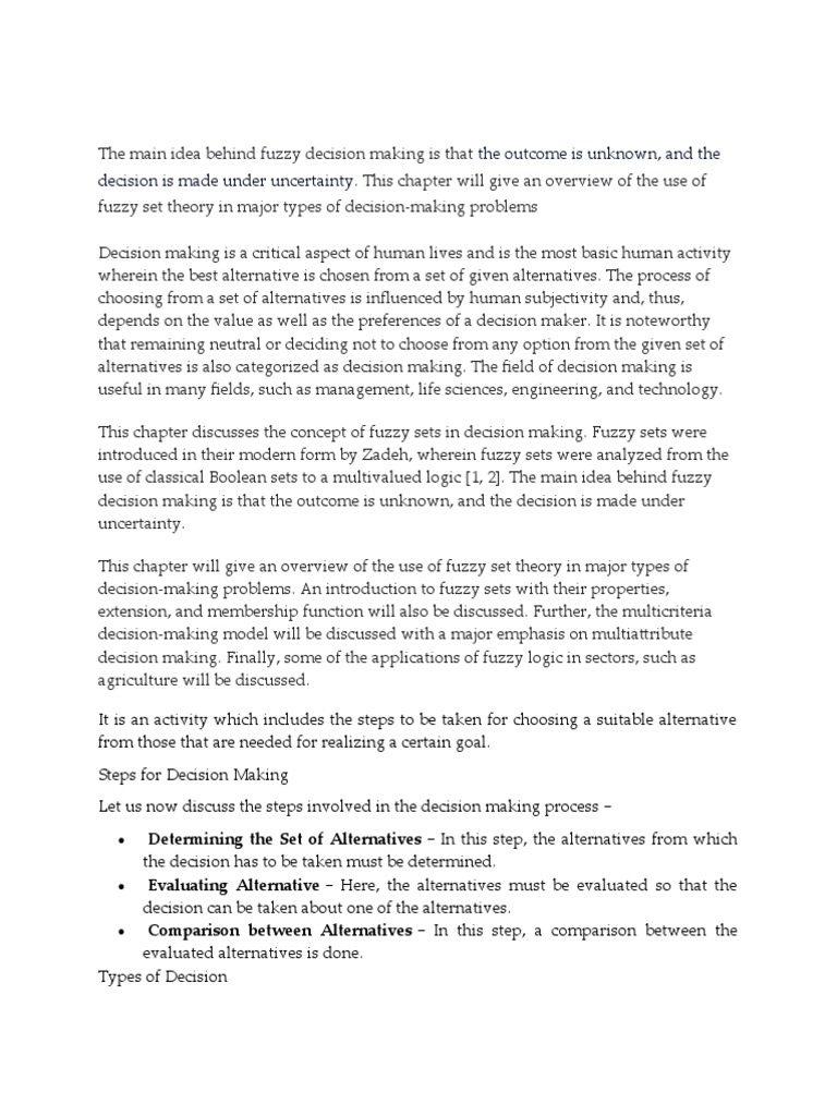 Fuzzy Decision Making | PDF | Fuzzy Logic | Decision Making