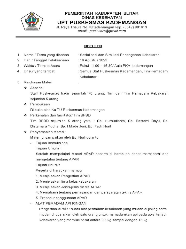 Notulen Simulasi Bencana | PDF