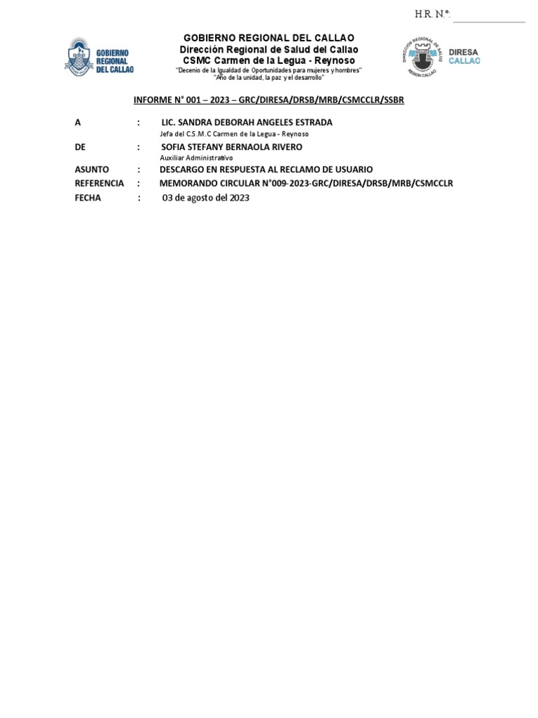 Informe de Descargo por Reclamo de Usuario | PDF