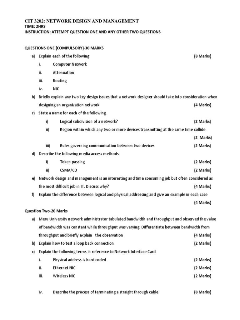 CIT 3202 Network Design and Management | PDF | Computer Network | Network Interface Controller