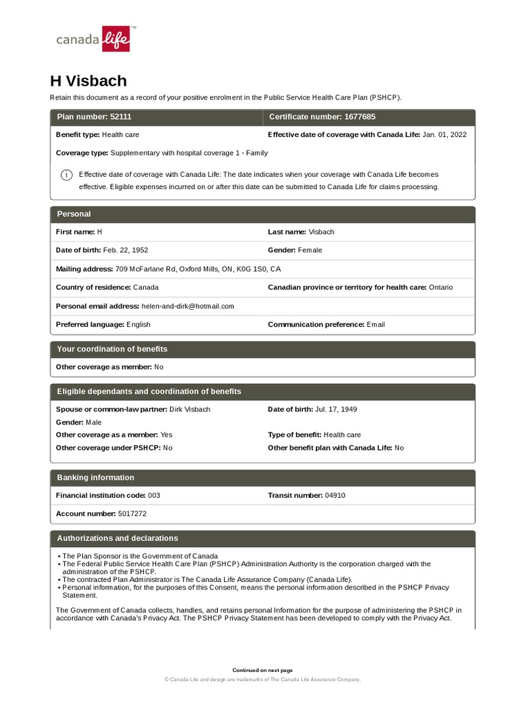 Canada Life Enrolment | PDF