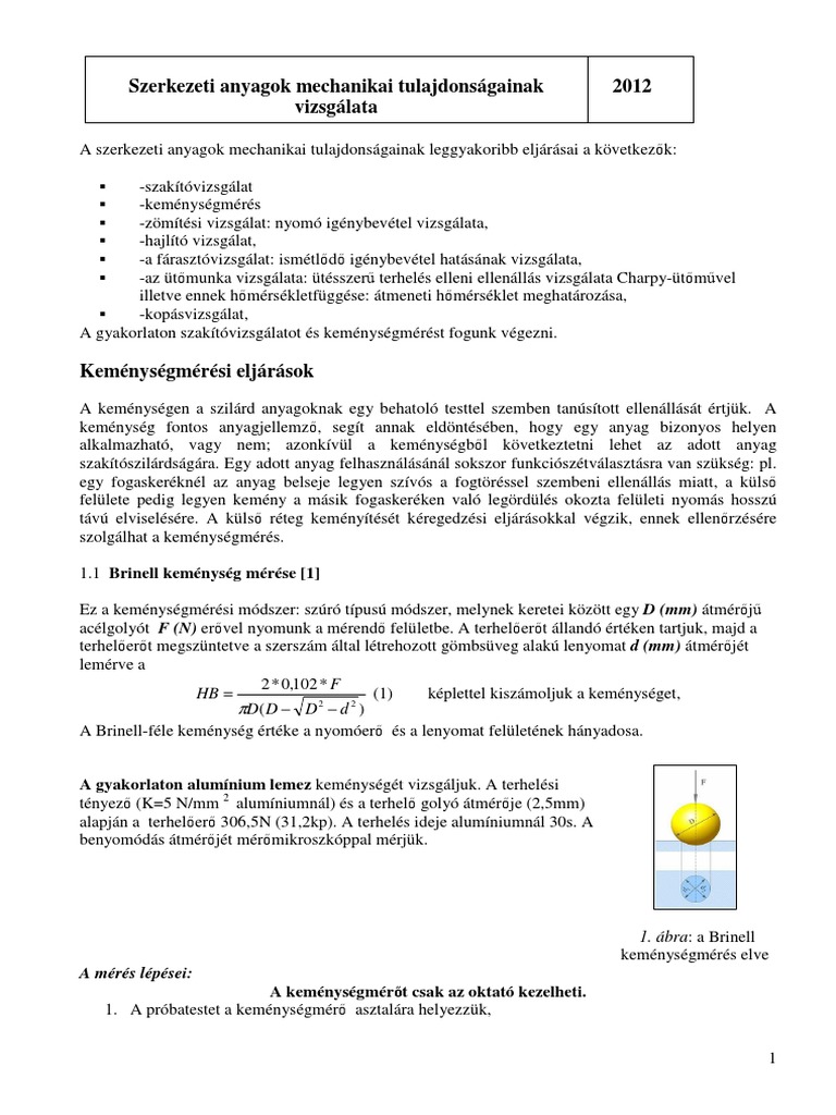 Szerkezeti Anyagok Mechanikai Tulajdonságainak | PDF