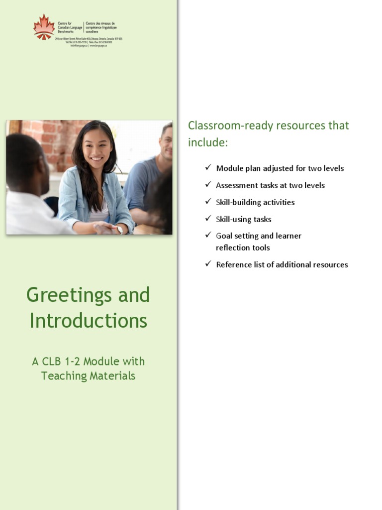 CLB 1 2 Greetings and Introductions Dec 22 Final | PDF