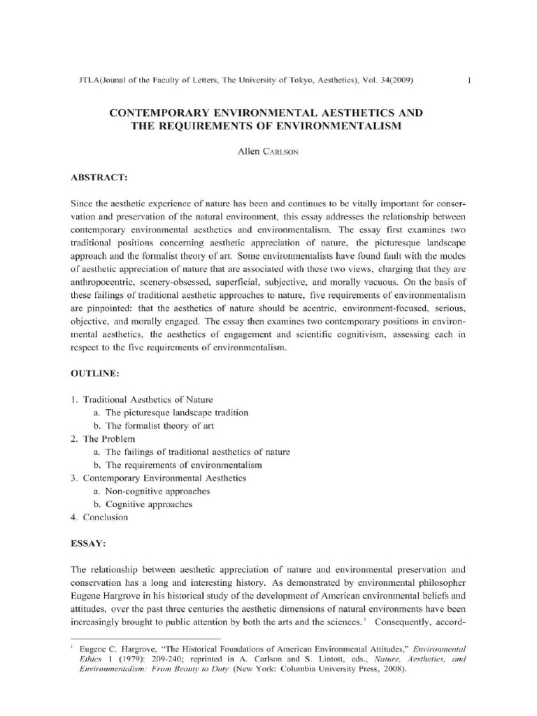 CARLSON, A. Environmental Aesthetics | PDF | Aesthetics | Landscape