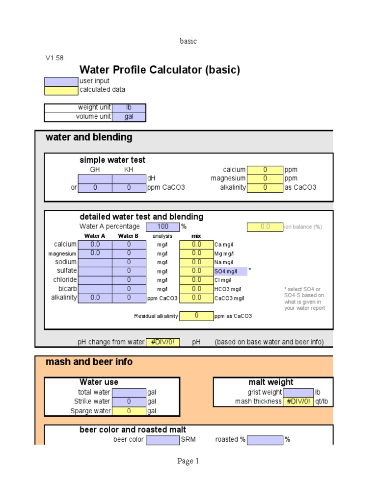 Water Profile Calculator Guide | PDF | Alkalinity | Magnesium