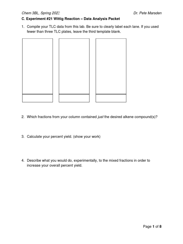 C. Data-Analysis Packet - Experiment 21 (Chem 3BL - Spring 2022) | PDF ...