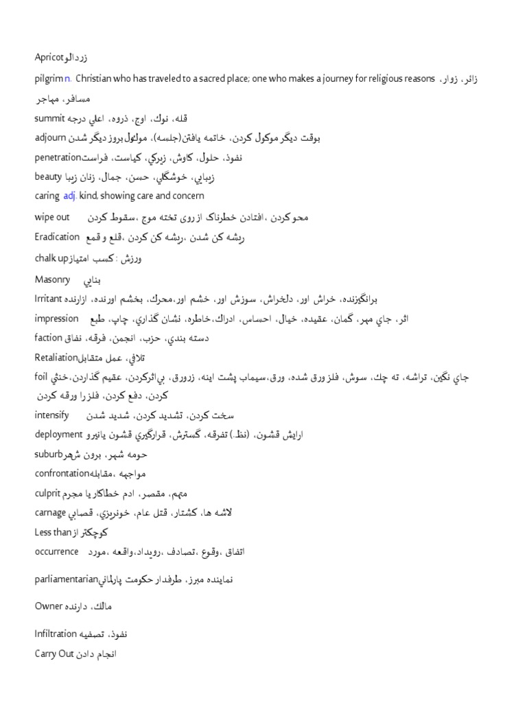 Apricot English Words Agust | PDF