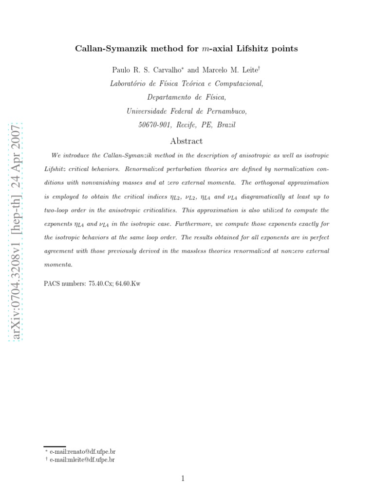 Callan Symanzikmethodformaxial Lifsh | PDF