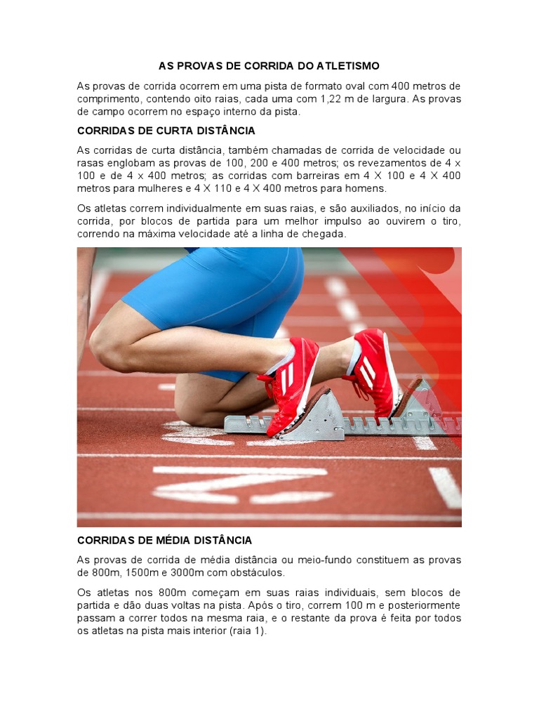 As Provas de Corrida Do Atletismo | PDF