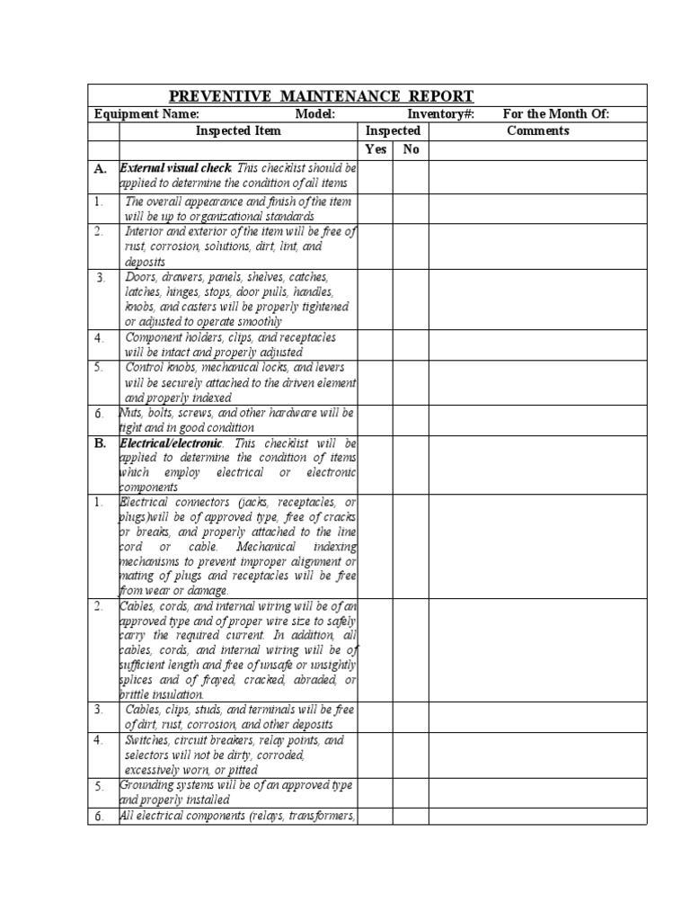 Maintenance Report Form | PDF