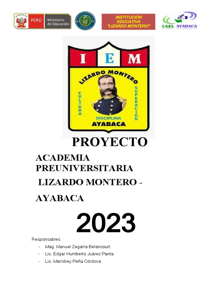 Proyecto Academia Lizardo Montero 2023 | PDF | Educación más alta | Enseñando