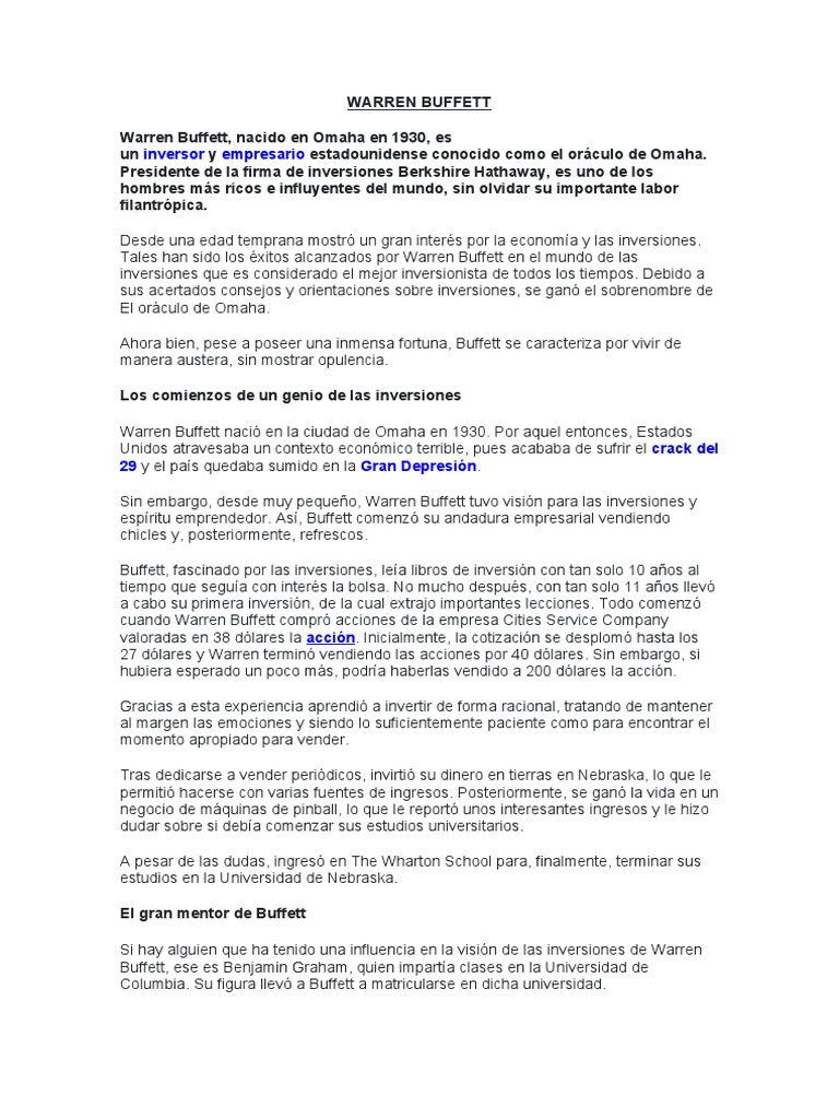 Warren Buffett | PDF | Warren Buffett | Benjamin Graham