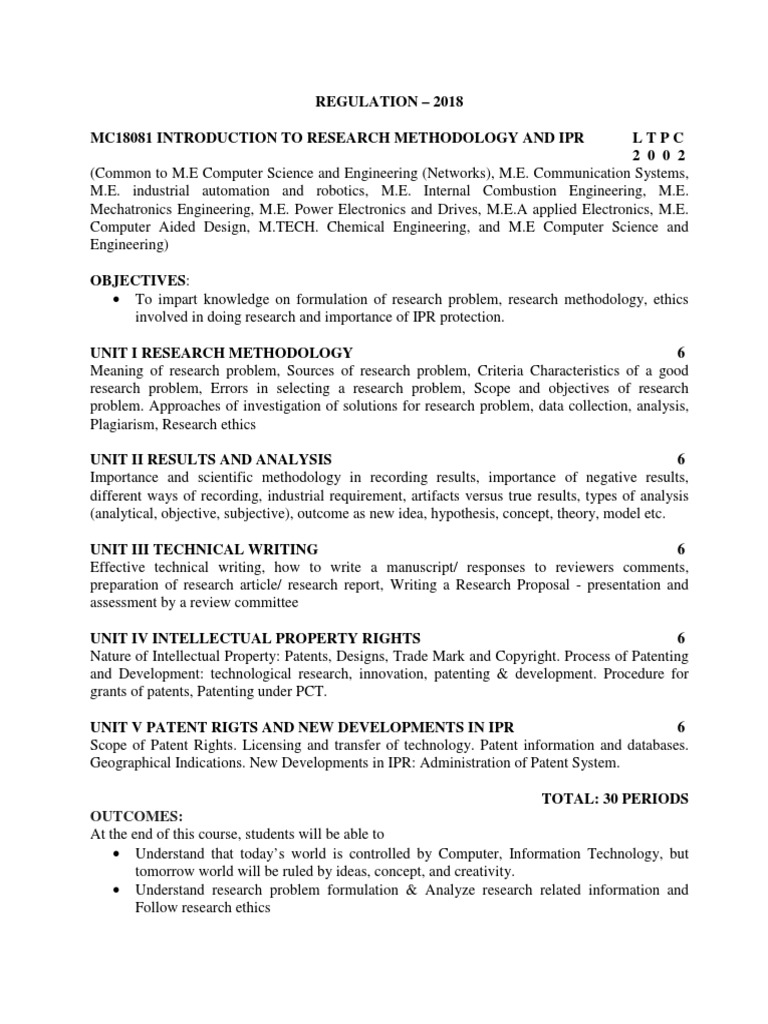 Research Methodology and IPR | PDF | Intellectual Property | Methodology