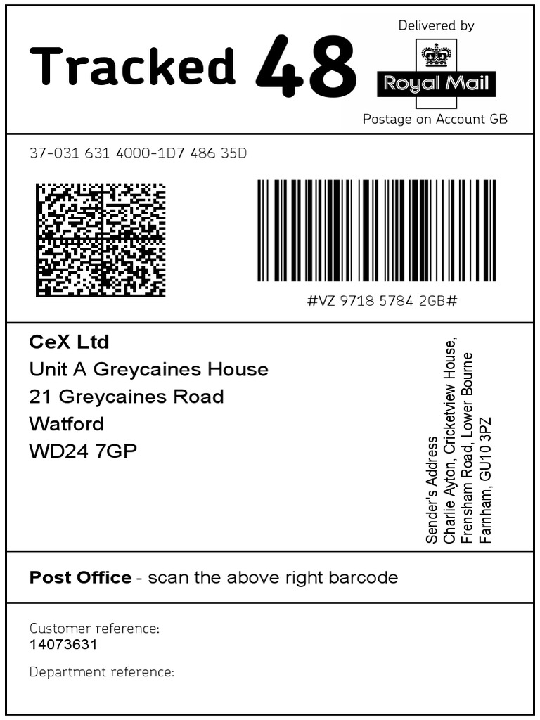 Tracked Returns Label 14073631 | PDF