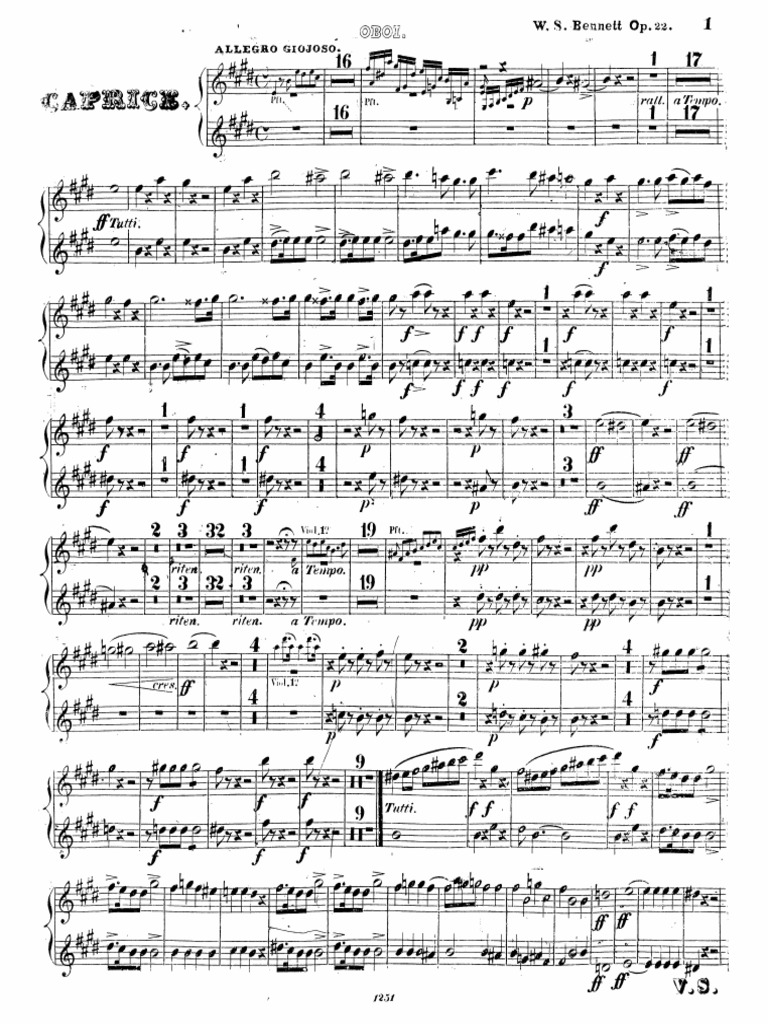 WSBennett Capriccio Op.22 Oboes | PDF