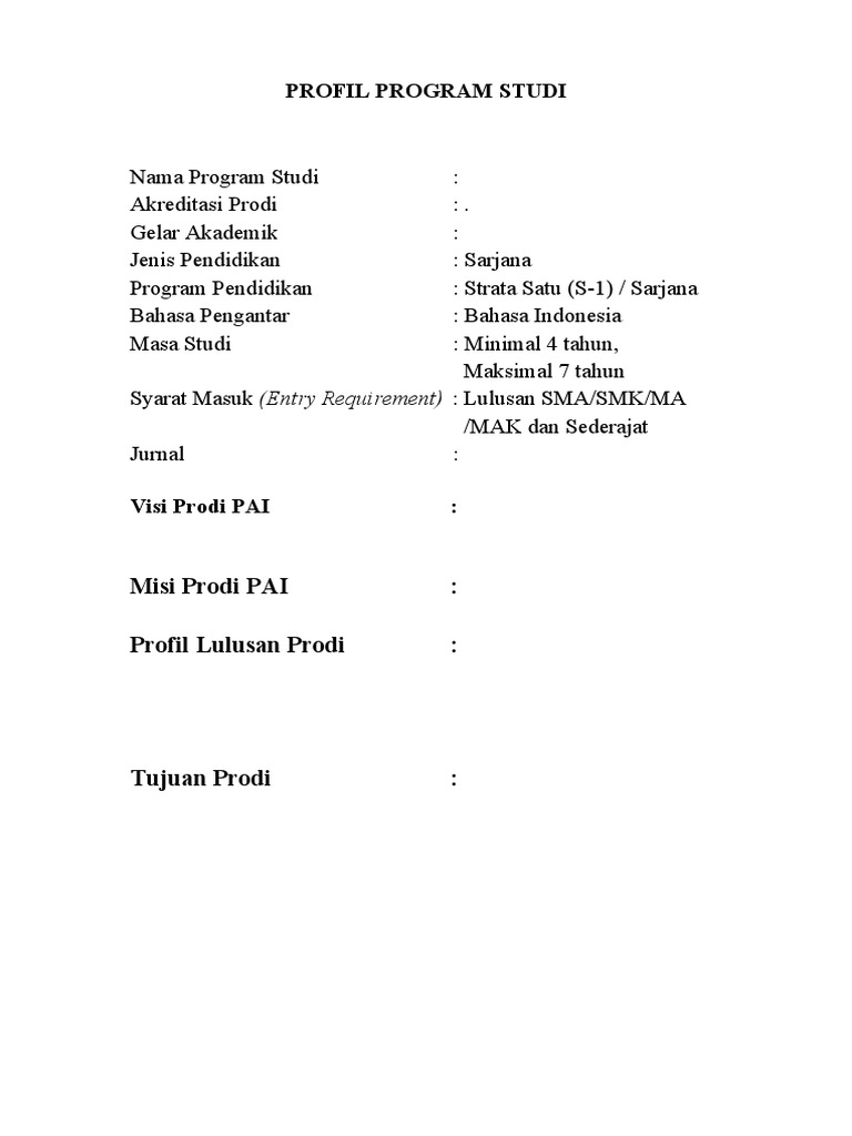 Profil Prodi Dan Sebaran Mata Kuliah | PDF