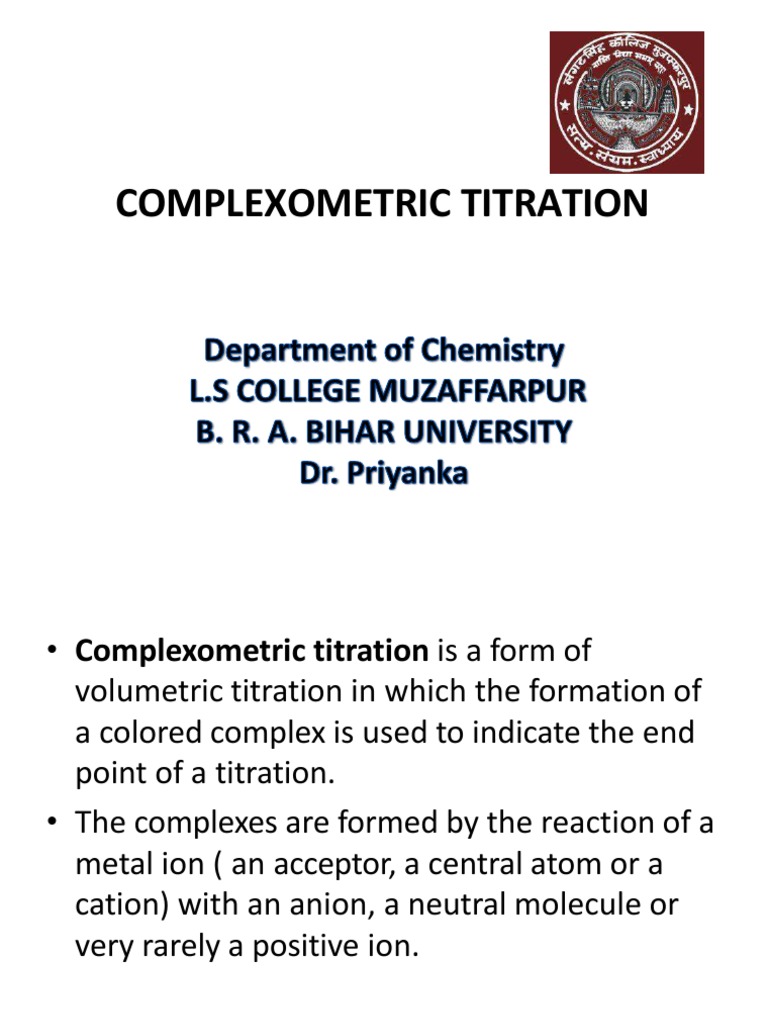 Complexometrictitration-Ppt Part III A 2 | PDF | Coordination Complex | Chelation