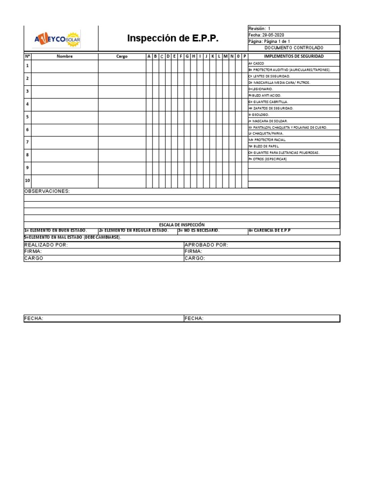 Inspeccion de Epp | PDF