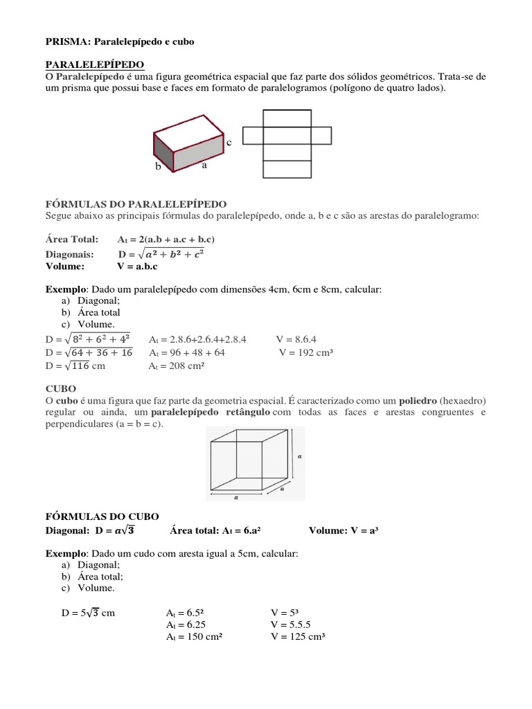 Paralelepípedo e Cubo | PDF