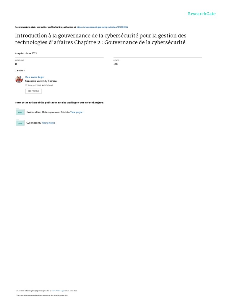 Chapitre 2 Gouvernance Cybersecurity Cours CF V1-2b | PDF | Gouvernance | Sécurité des systèmes ...