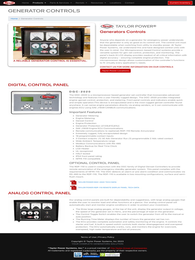 Generator Controls Panal | PDF | Analog To Digital Converter | Electric ...
