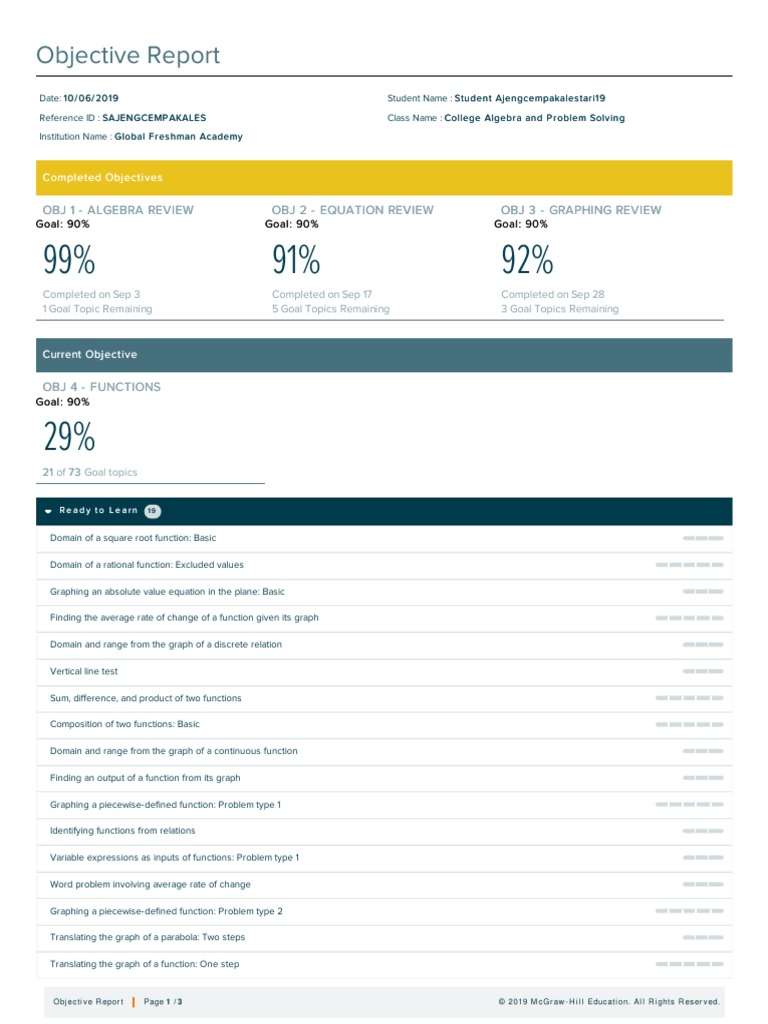 Objective Report | PDF | Function (Mathematics) | Derivative