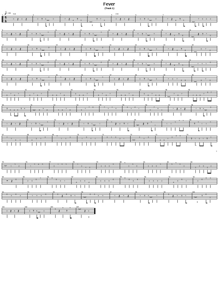 Tabs de guitare pour "Fever" | PDF