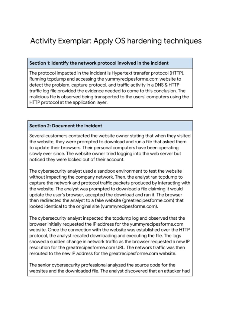 Security Incident Report Exemplar | PDF