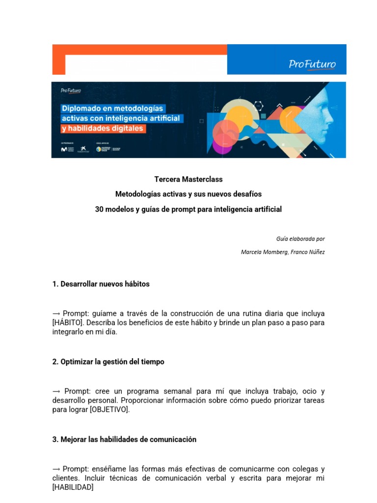 30 Modelos de Prompt para IA Dipl. MA Con IA ProFuturo | Descargar ...