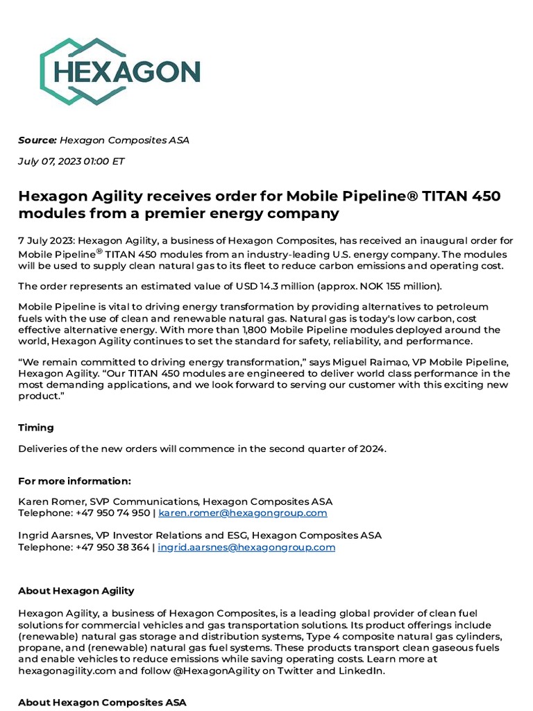 Hexagon Agility Receives Order For Mobile | PDF