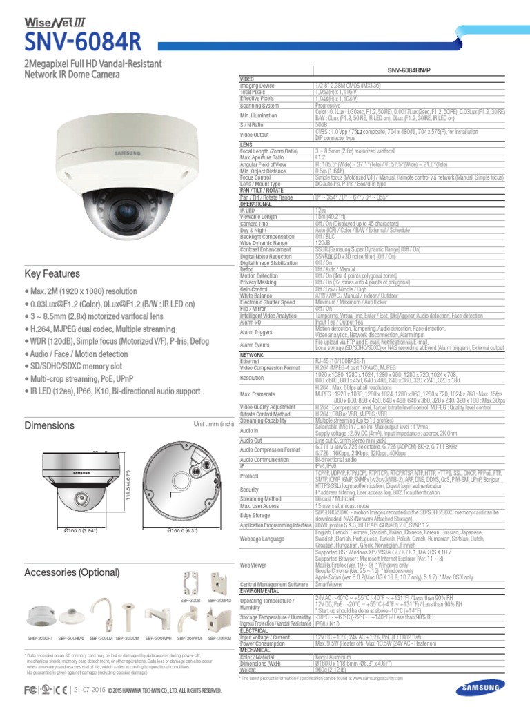 SNV-6084R Datasheet ENG | PDF