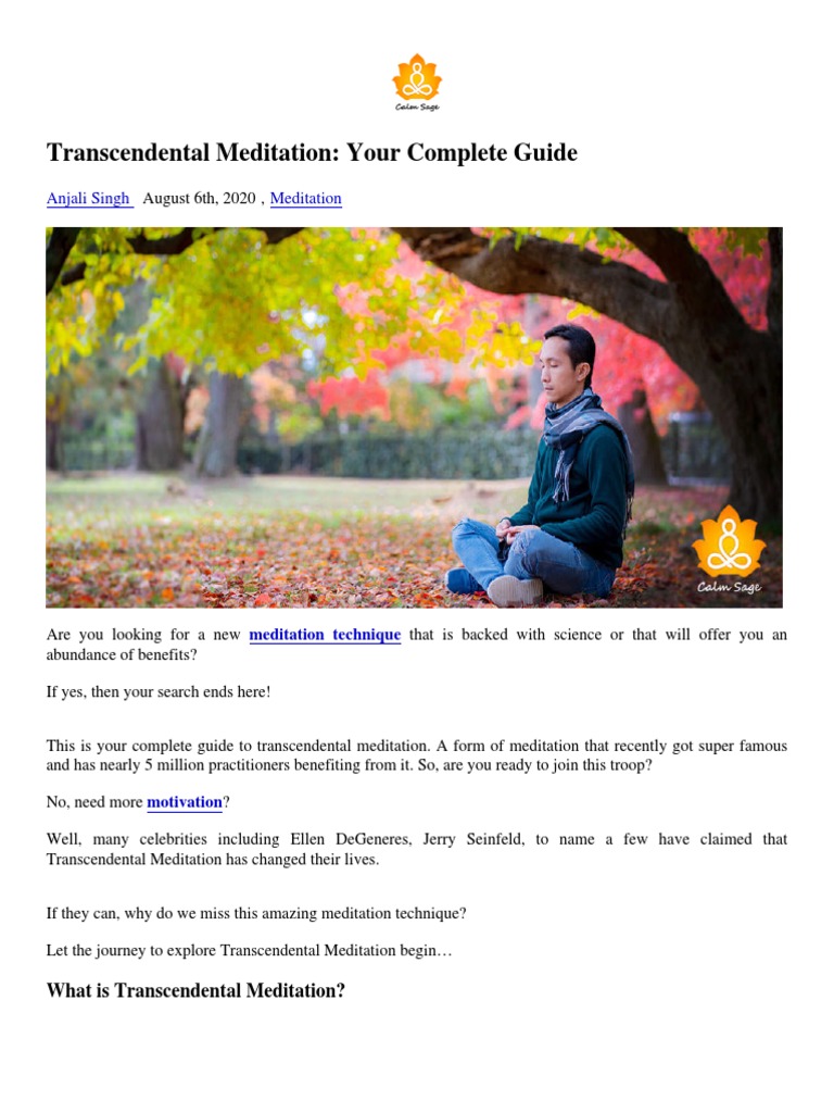 Transcendental Meditation Your Complete Guide Pdf