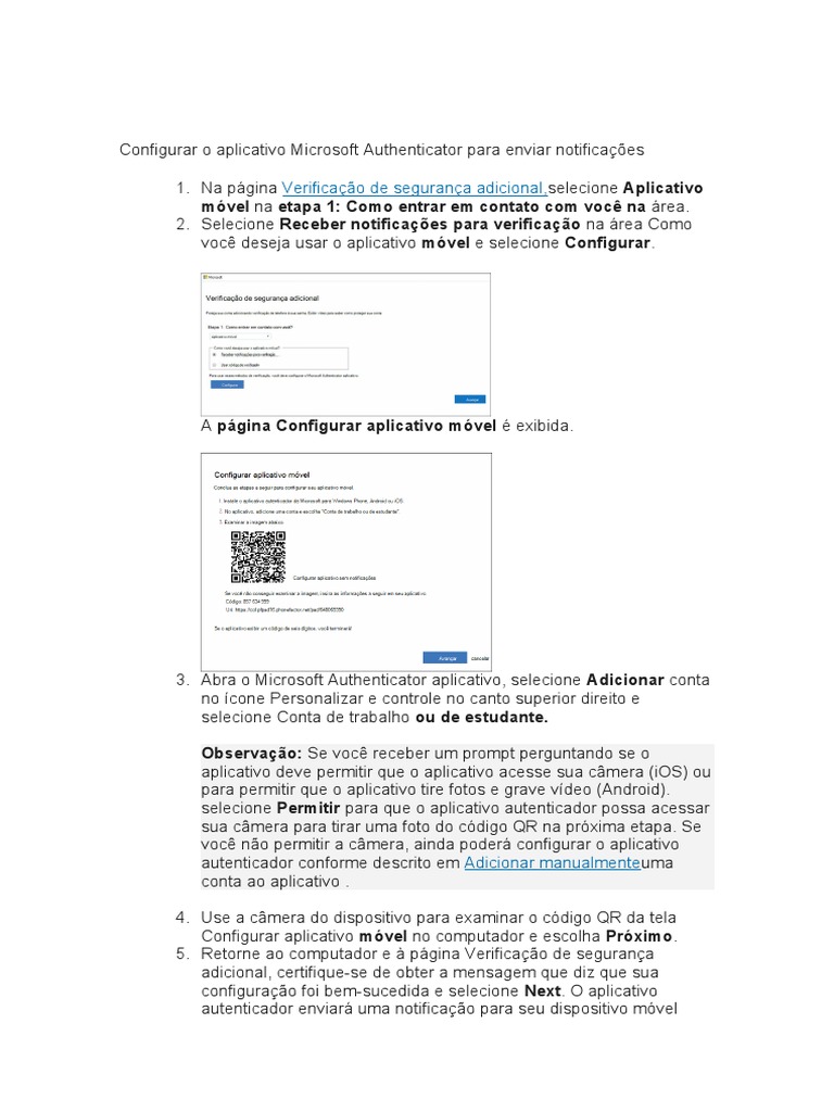 Microsoft Authenticator para Enviar Notificações | PDF | Aplicativo ...