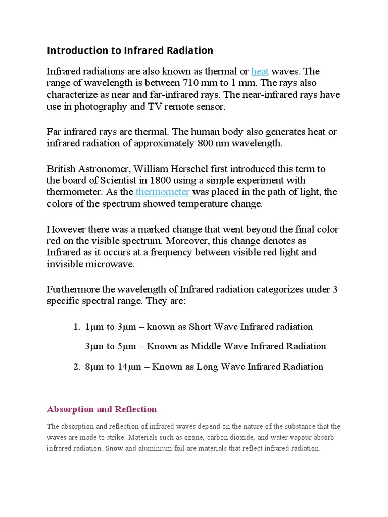 Introduction To Infrared Radiation | PDF