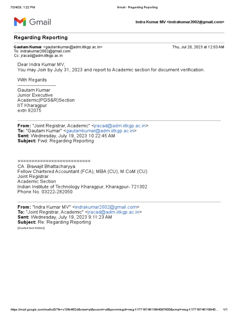 Gmail - Regarding Reporting | PDF