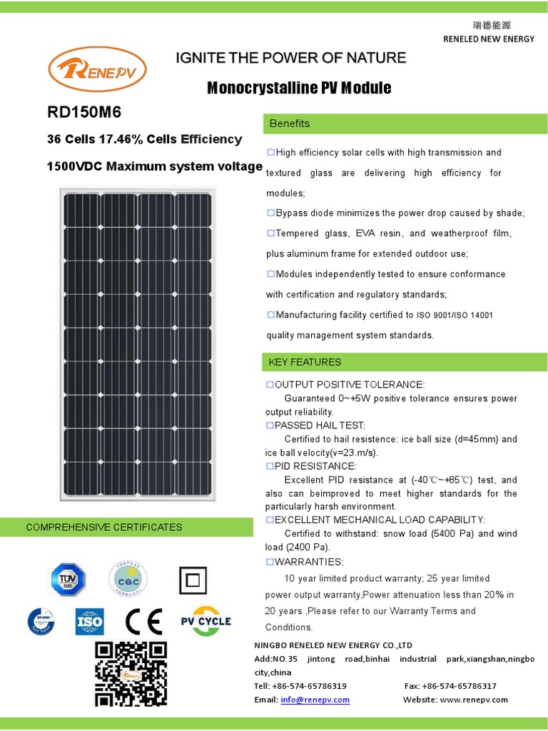 RD150M6 | PDF | Solar Panel | Physical Sciences