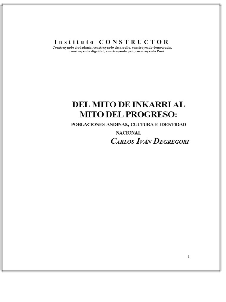 Del Mito de Inkarri Al Mito Del Progreso_ - PDF Free Download | PDF