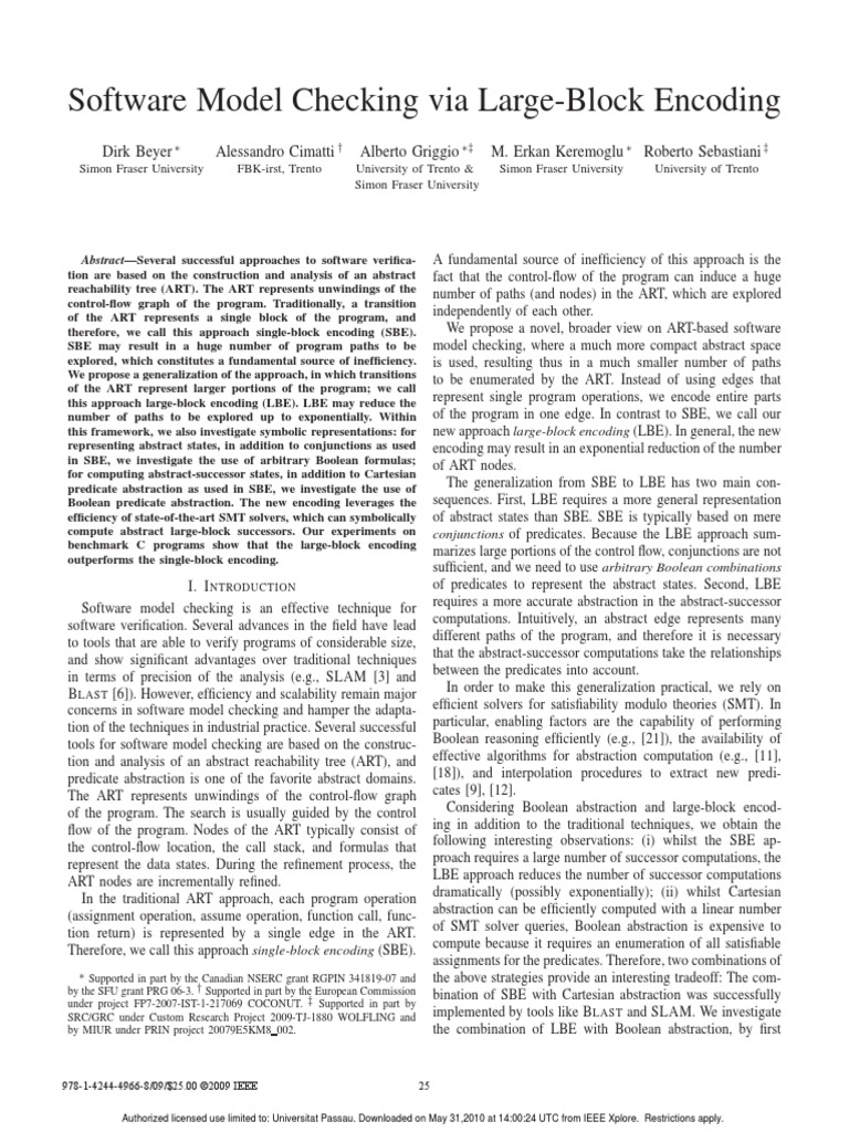 Software Model Checking Via Large Block Pdf Software Engineering Mathematics