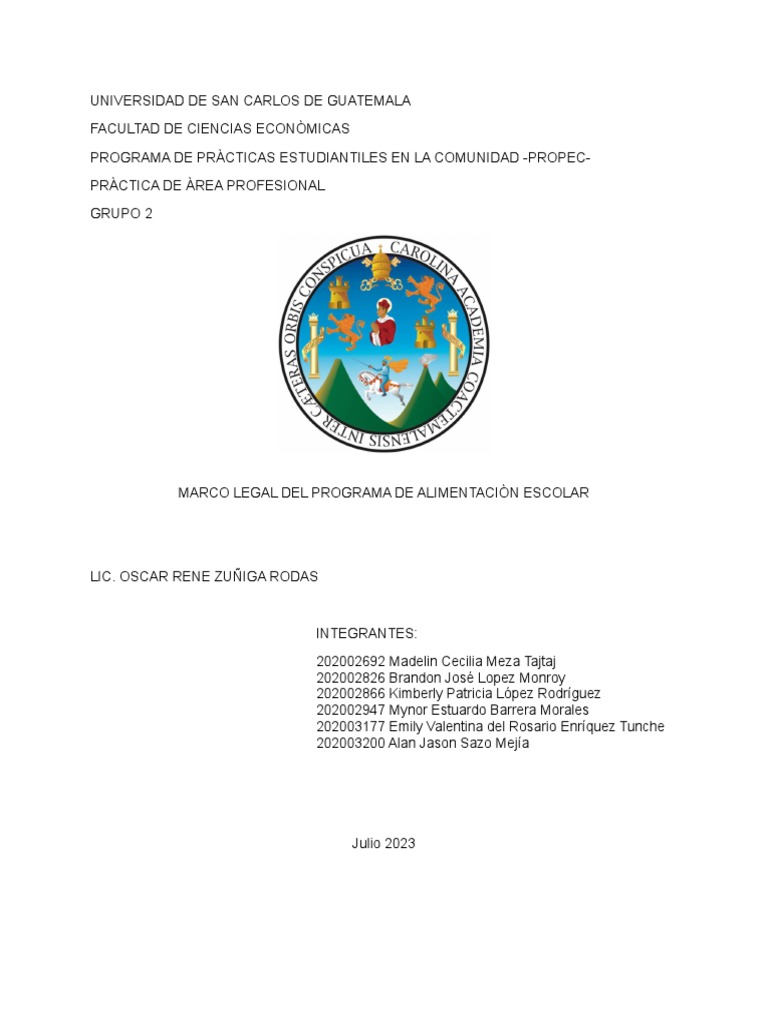 Grupo No.2 Marco Legal Programa de Alimentacion Escolar | PDF