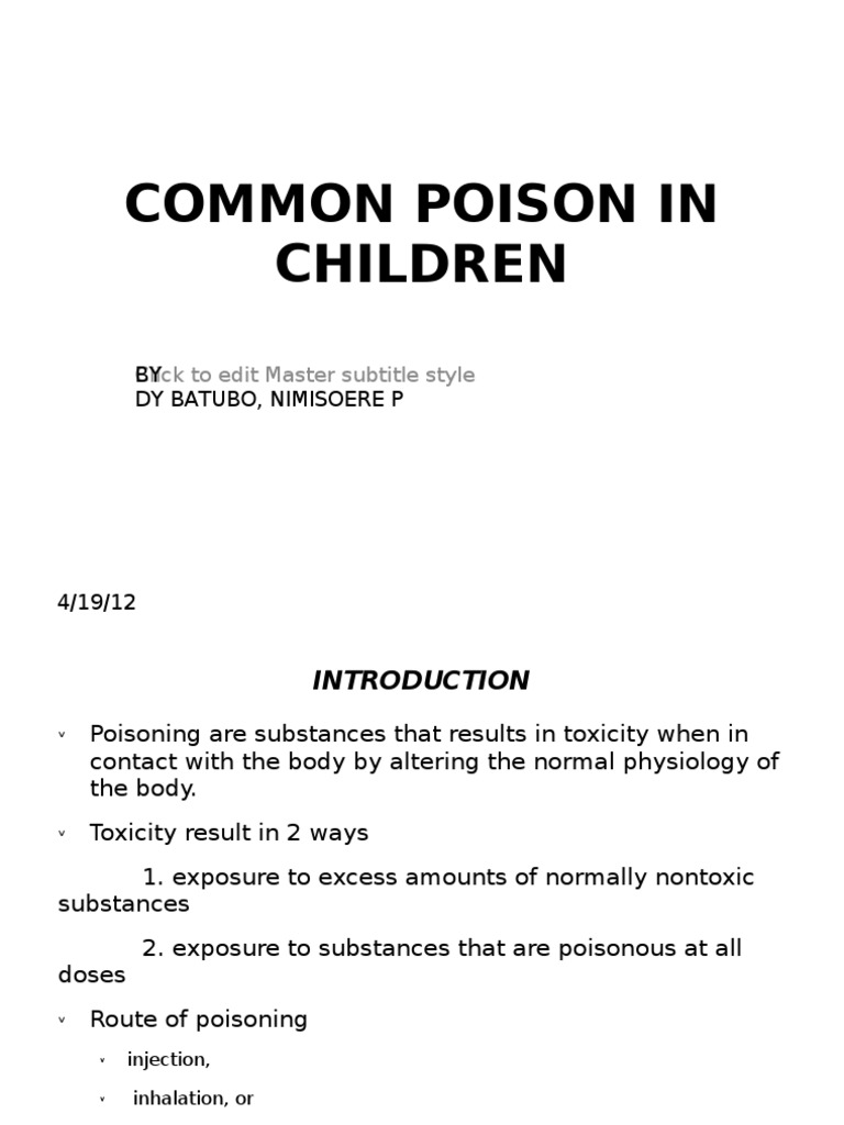 Common Poisons in Children | PDF | Lead | Anemia