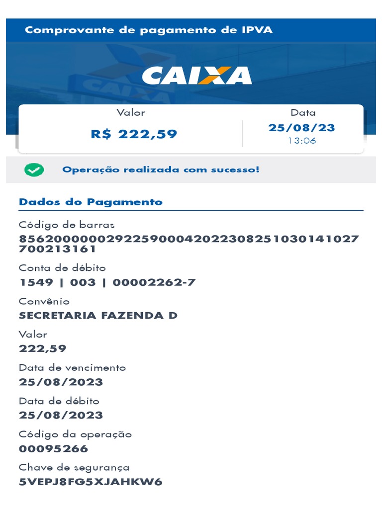 Valor Data: Comprovante de Pagamento de IPVA | PDF