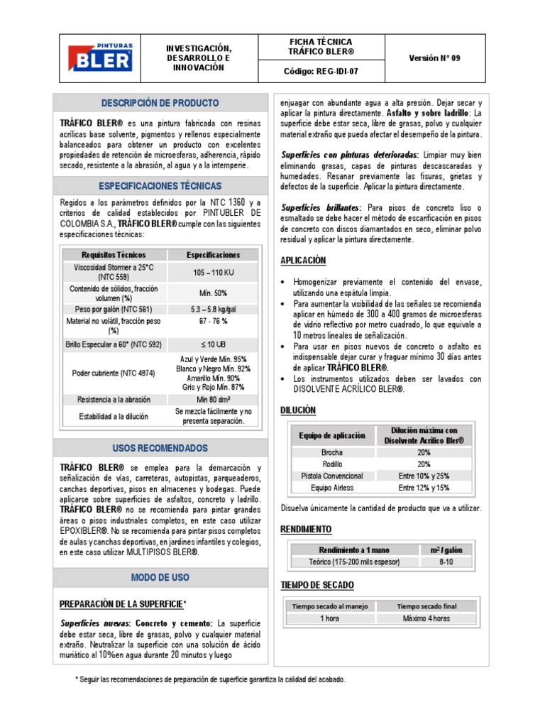 Pintura Bler Trafico | PDF