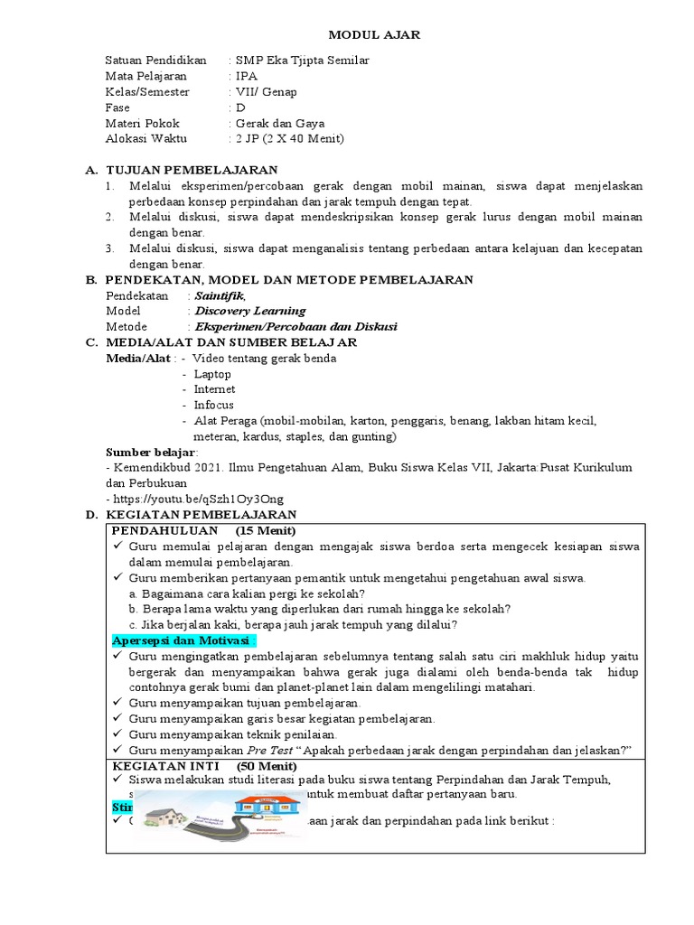 Modul Ajar Gerak Pertemuan 1 | PDF