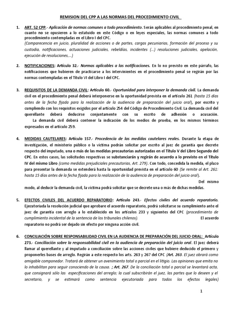 Remision Del CPP A Las Normas Del Procedimiento Civil | PDF | Ciencias sociales | Derecho