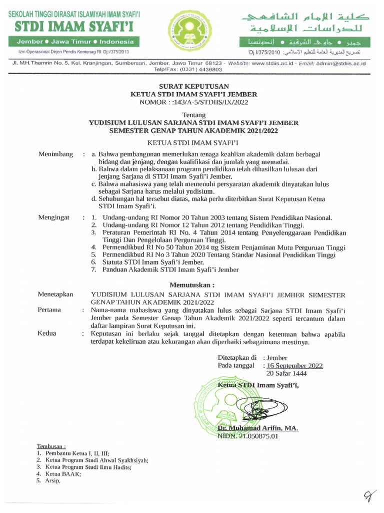 SK Yudisium Genap 2021 2022 | PDF