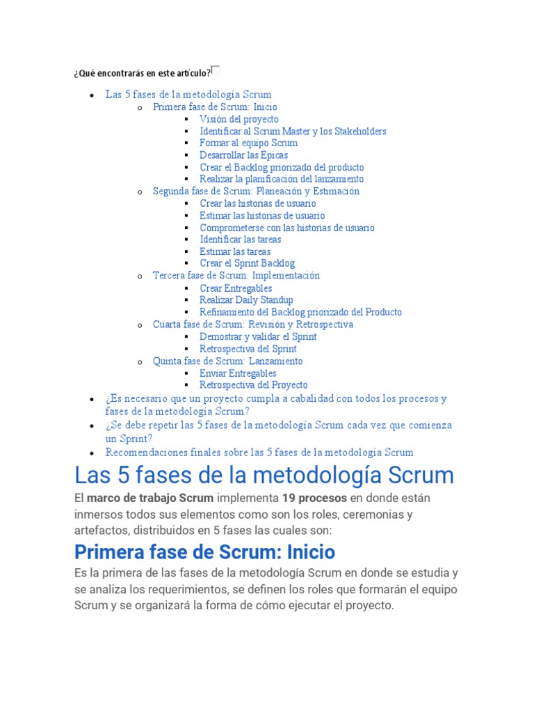 Guía Completa: Fases de Scrum | PDF