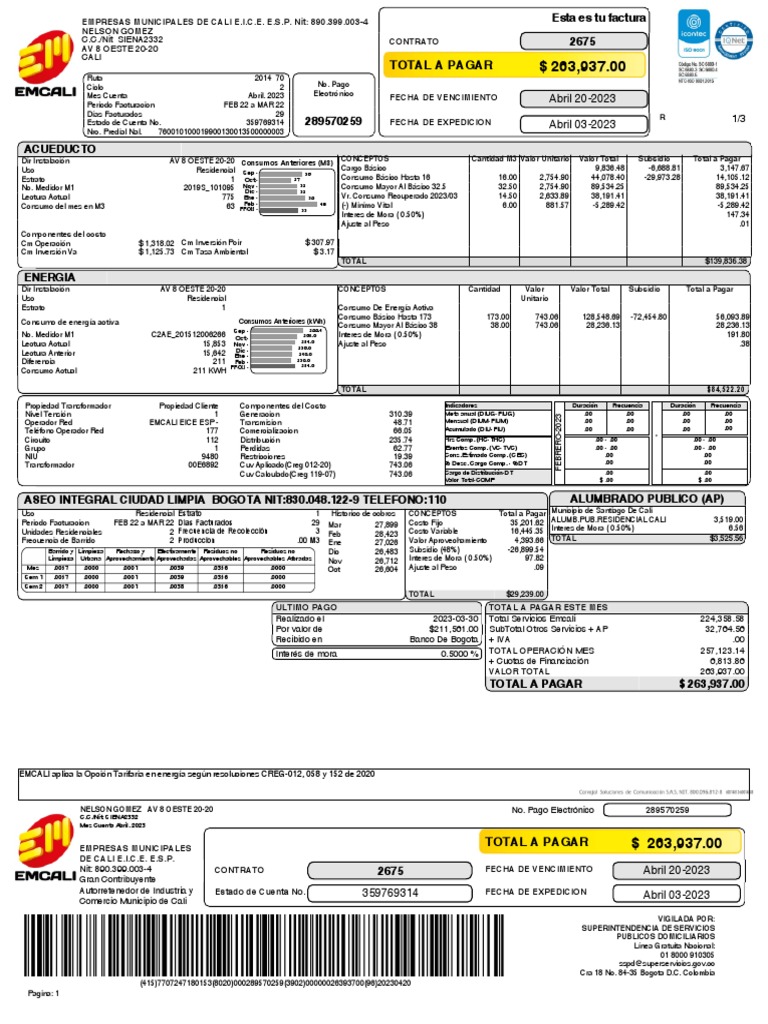 Factura EmCali (3 | PDF